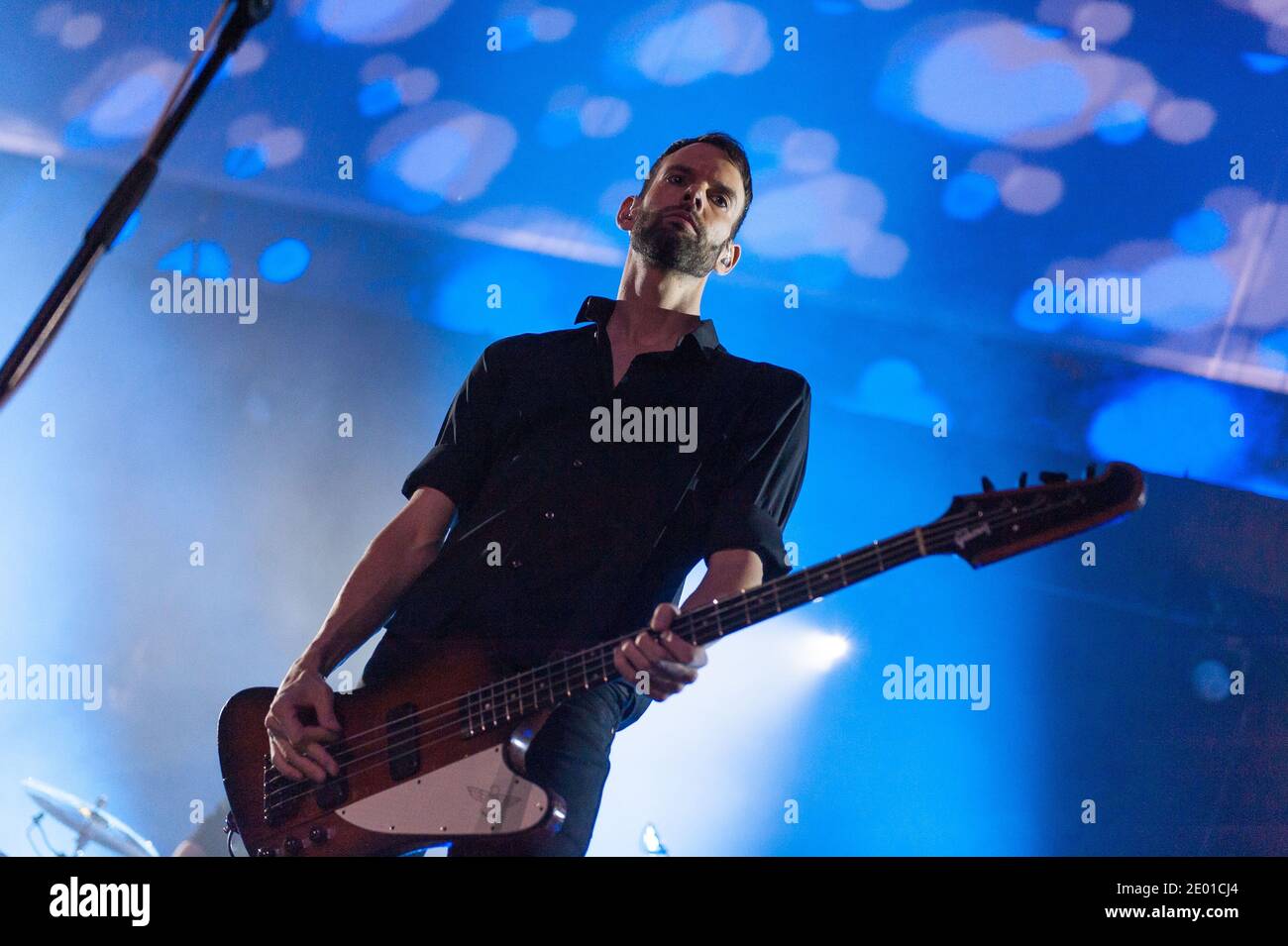 Placebo band performs during a concert held at the Arena in Geneva ...