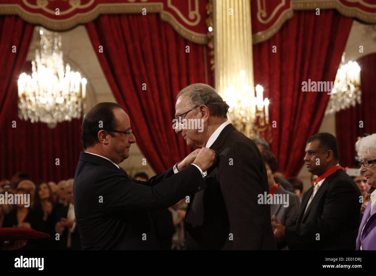 French President Francois Hollande and Pierre Aidenbaum (Officier de la ...