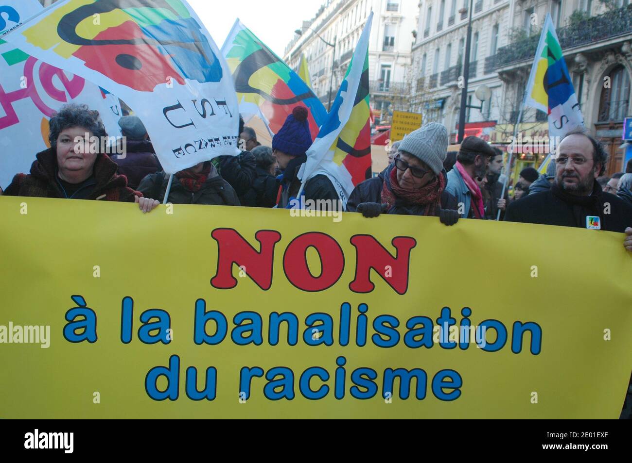 People take part in a march against racism in Paris, France, on ...