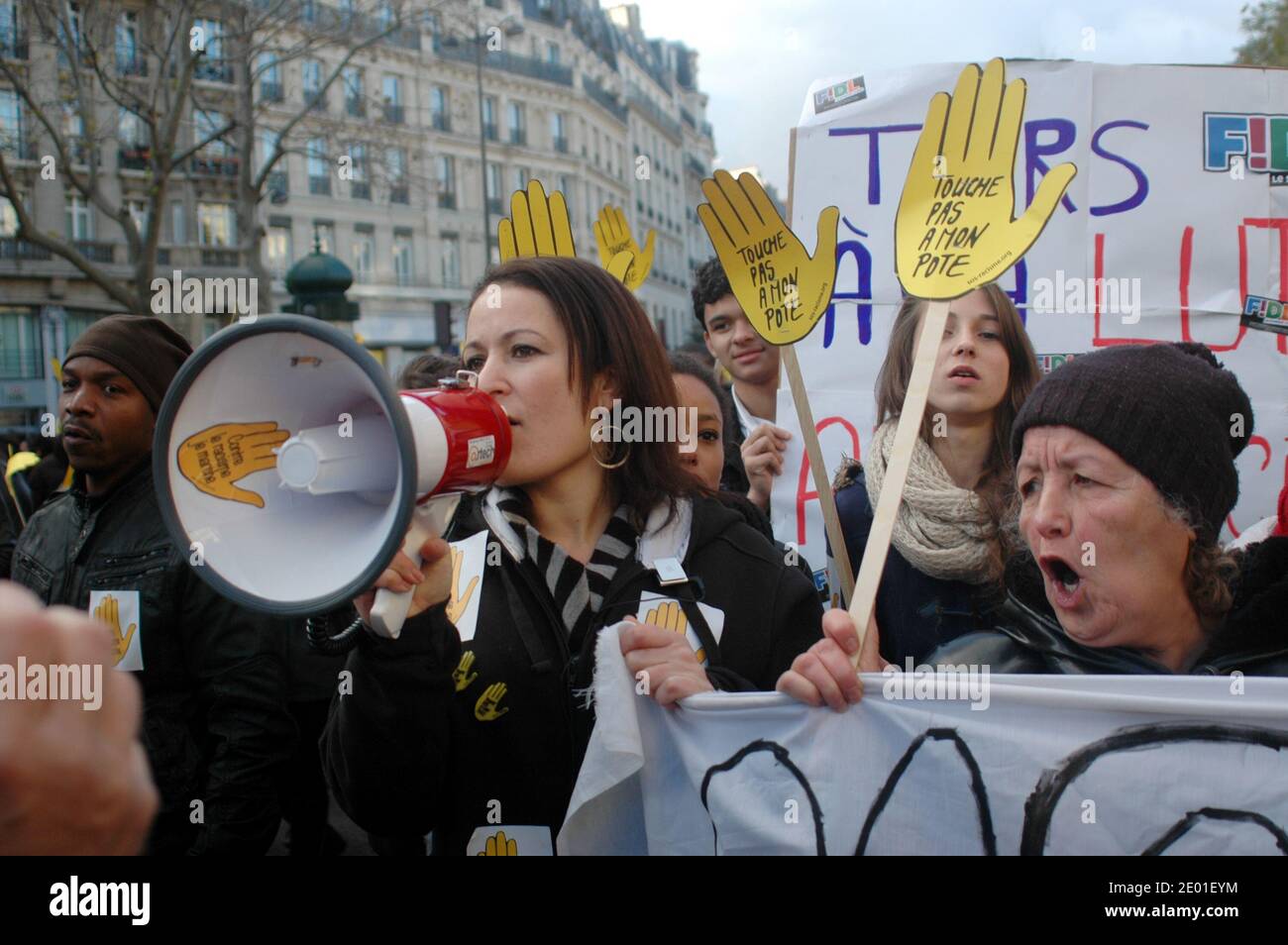 People take part in a march against racism in Paris, France, on ...