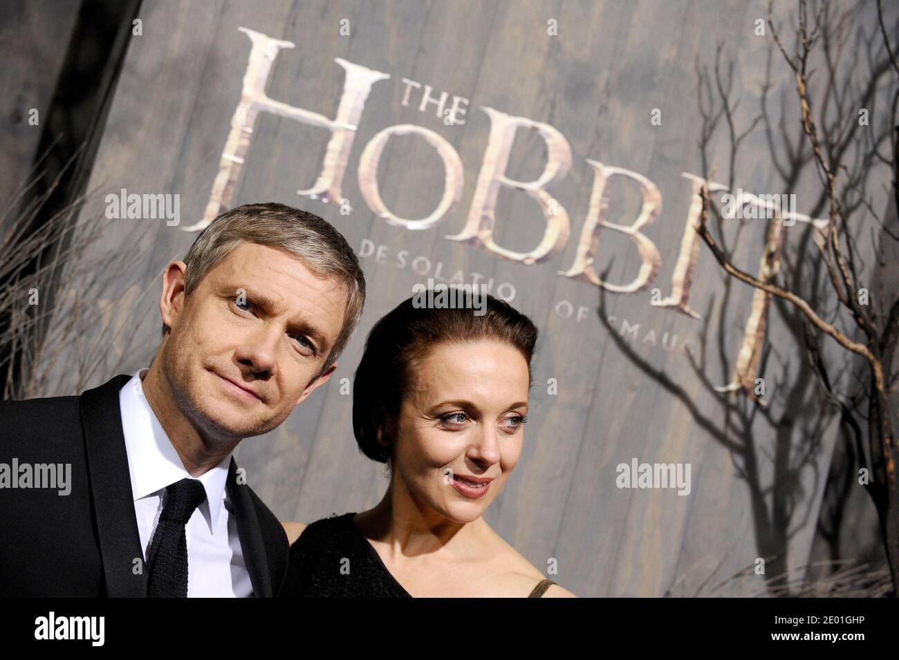Martin Freeman and Amanda Abbington attend the premiere of Warner Bros ...