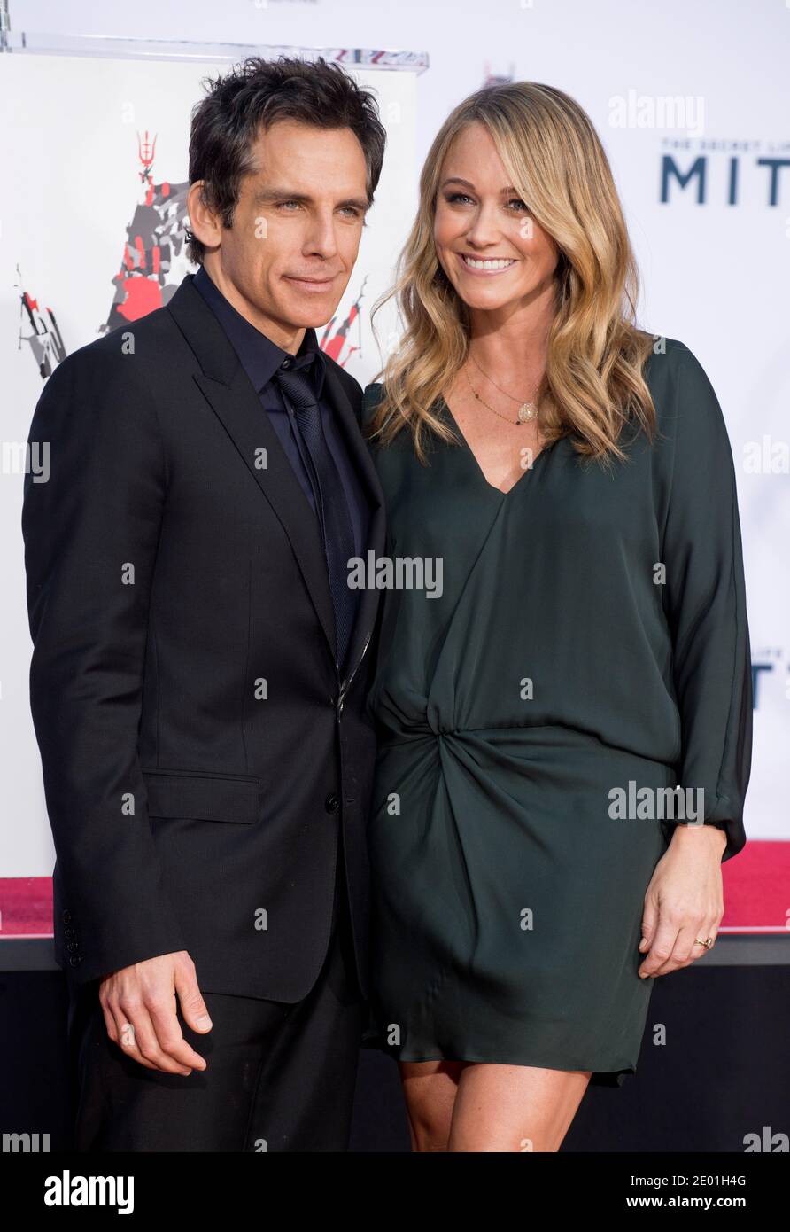 Actor Ben Stiller poses with his wife, actress Christine Taylor as he ...