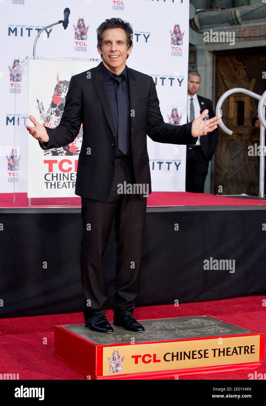 Ben Stiller poses as he is honored with a hand and footprint ceremony ...