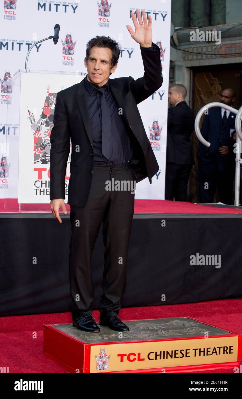 Ben Stiller poses as he is honored with a hand and footprint ceremony ...