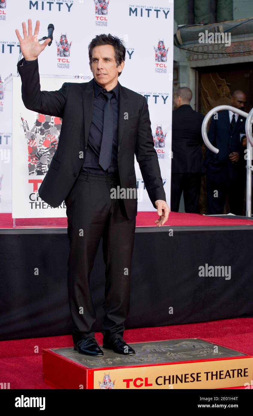 Ben Stiller poses as he is honored with a hand and footprint ceremony ...