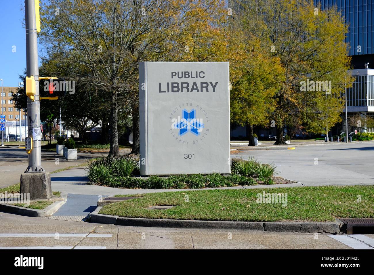 This is the sign of Lafayette Public Library in Downtown Lafayette ...
