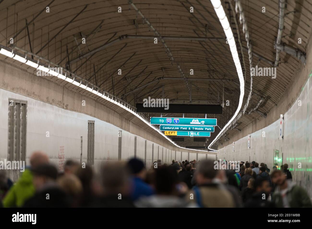Seattle, USA. 2, Feb 2019. Late in the day people exploring the new SR ...