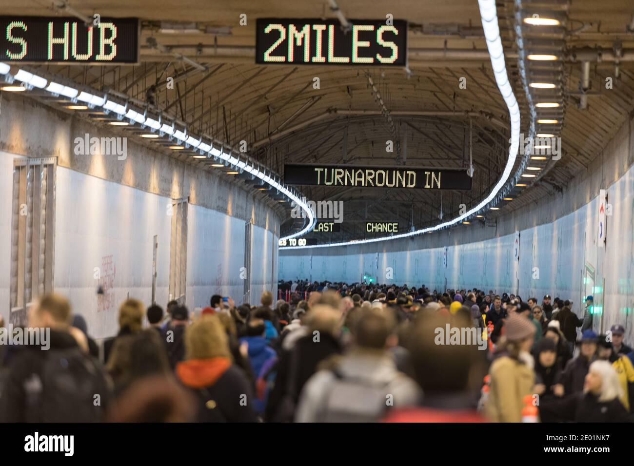 Seattle, USA. 2, Feb 2019. Late in the day people exploring the new SR ...
