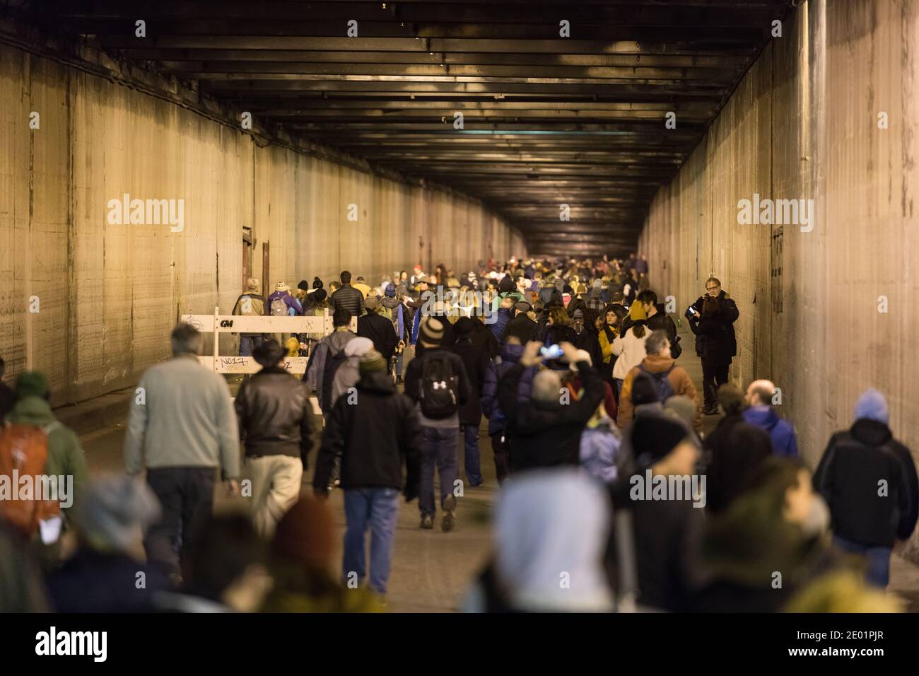 Emergency exit sign in tunnel hi-res stock photography and images - Alamy