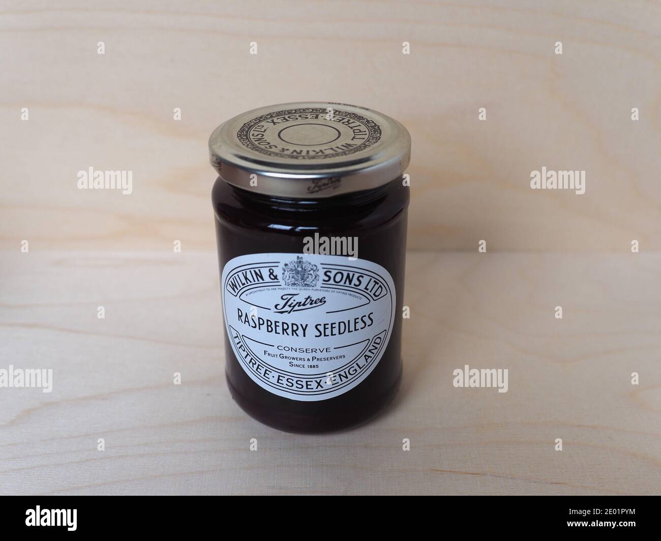 TIPTREE, UK - CIRCA DECEMBER 2020: Jar of Wilkin and Sons raspberry ...
