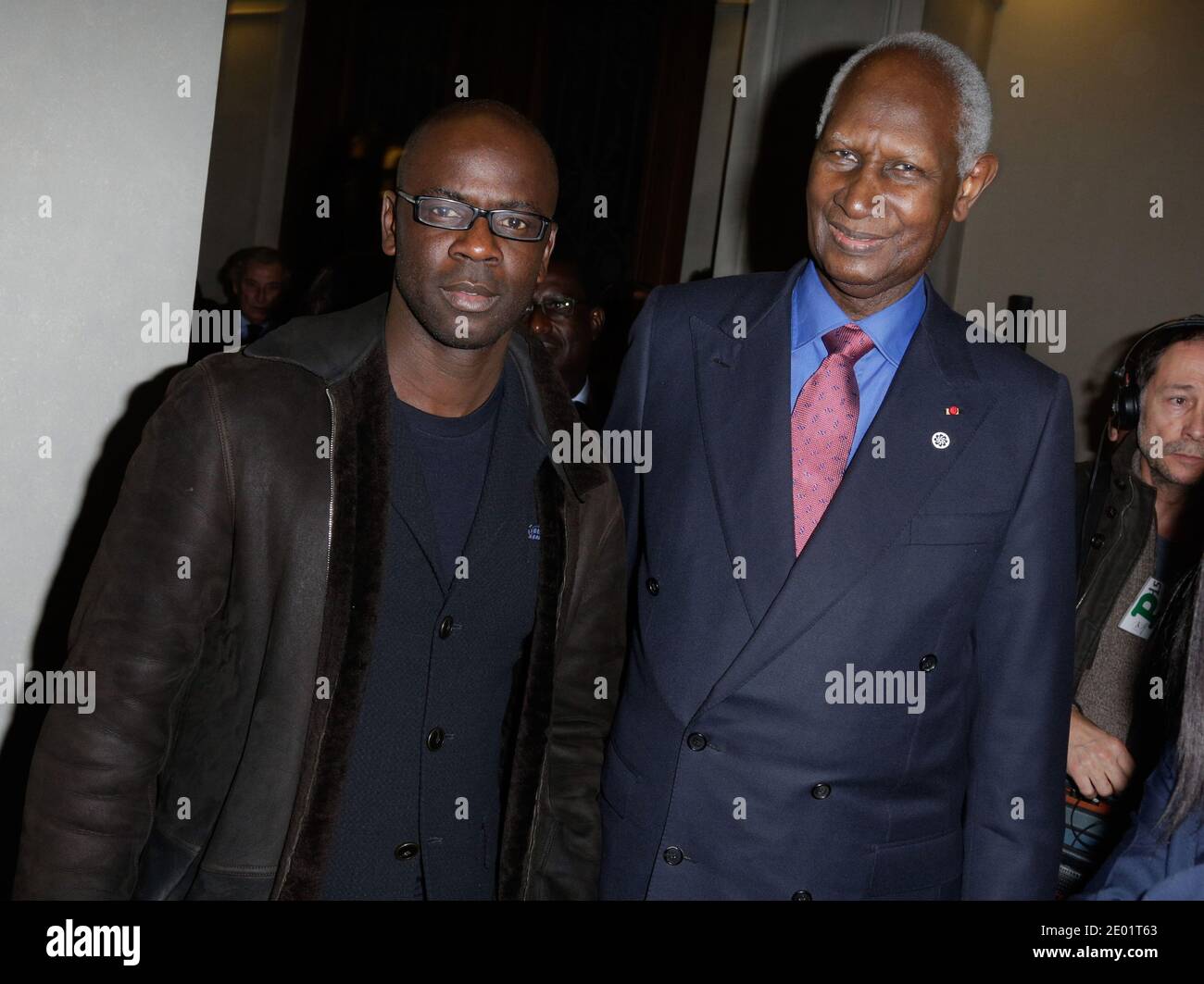 Lilian Thuram and Abdou Diouf attending Senegalese sculptor Ousmane Sow ...