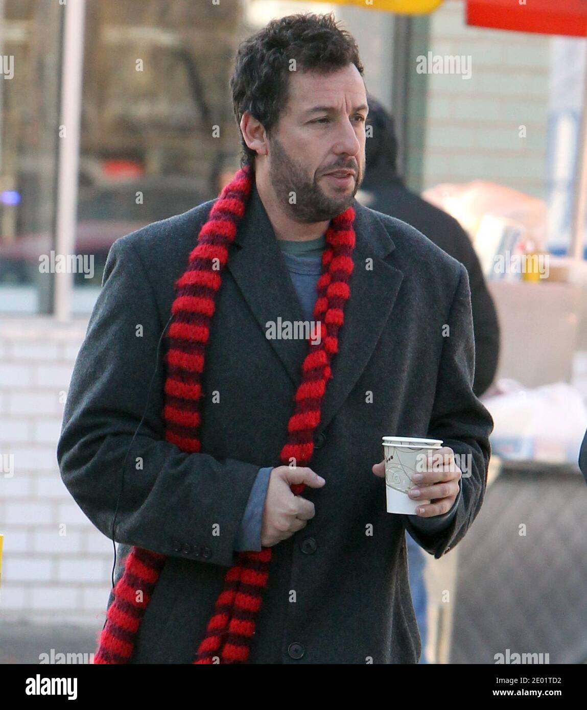 U.S actors Adam Sandler and Melonie Diaz are filming a exterior scene ...