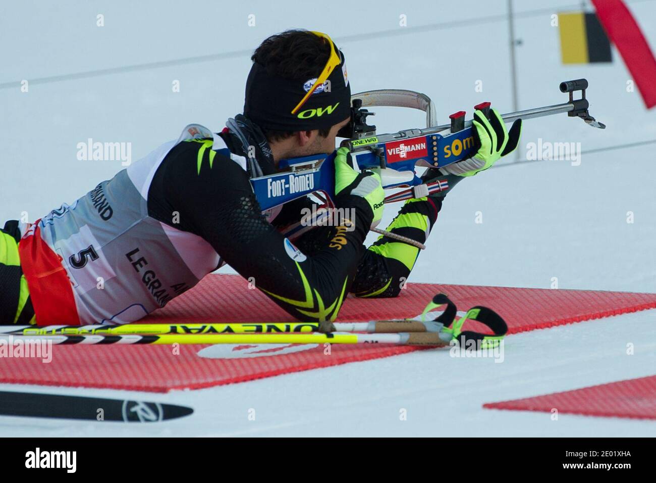 Martin Fourcade of Team France competes during the men 4 x 7.5km relay ...