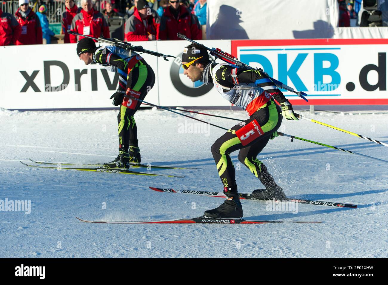 Martin Fourcade of Team France competes during the men 4 x 7.5km relay ...