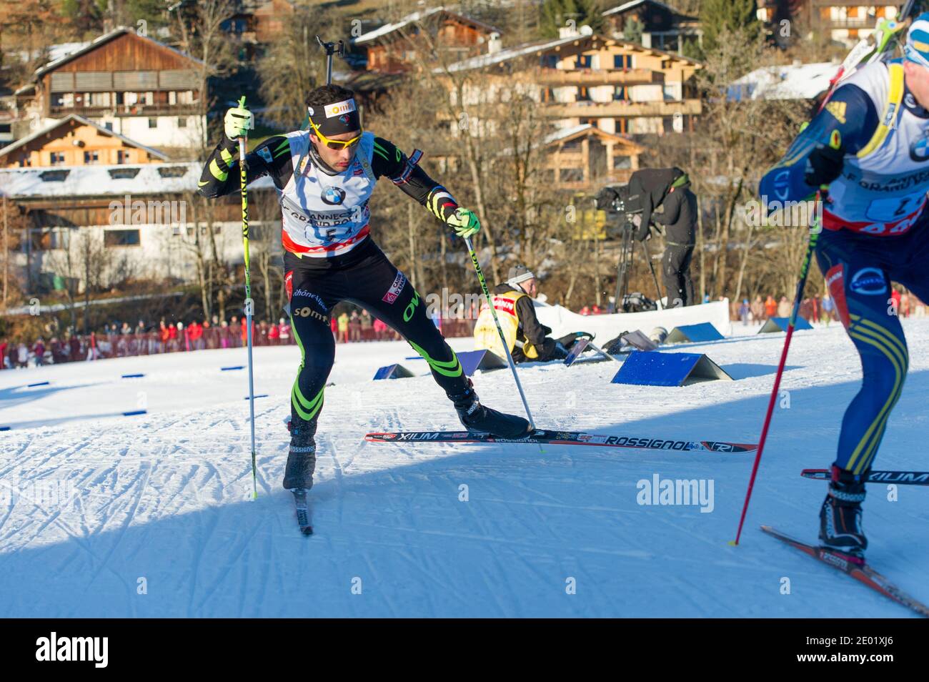 Martin Fourcade of Team France competes during the men 4 x 7.5km relay ...