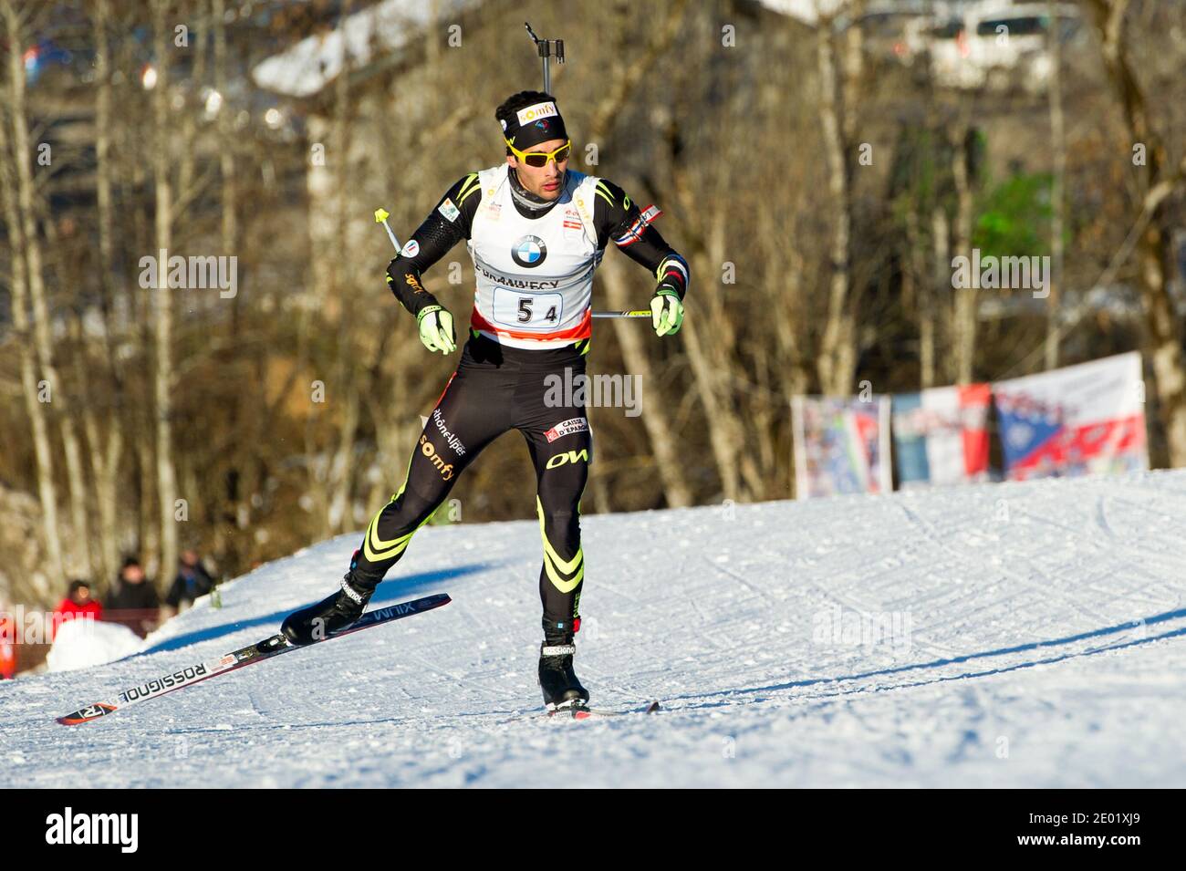 Martin Fourcade of Team France competes during the men 4 x 7.5km relay ...