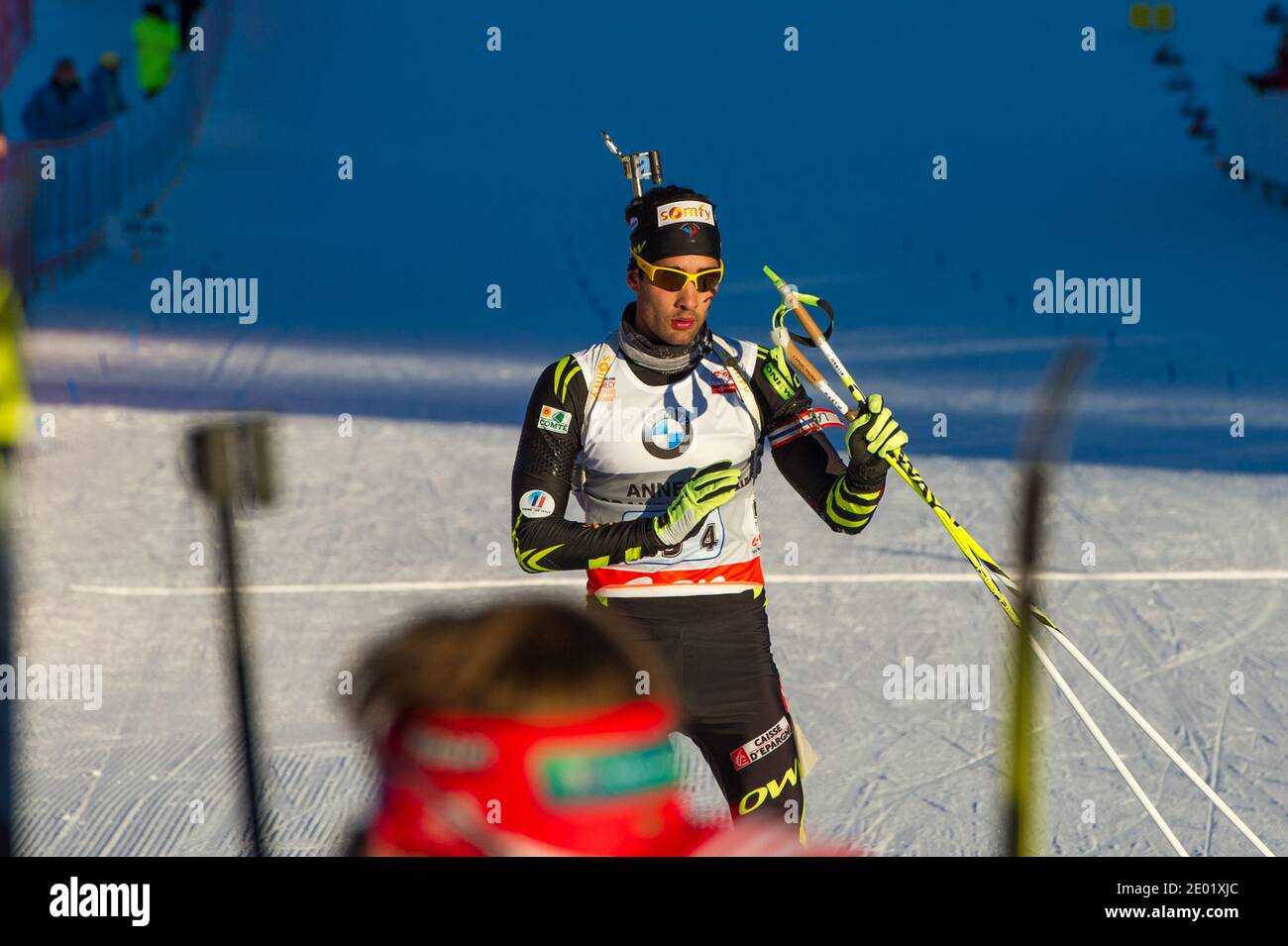 Martin Fourcade of Team France competes during the men 4 x 7.5km relay ...