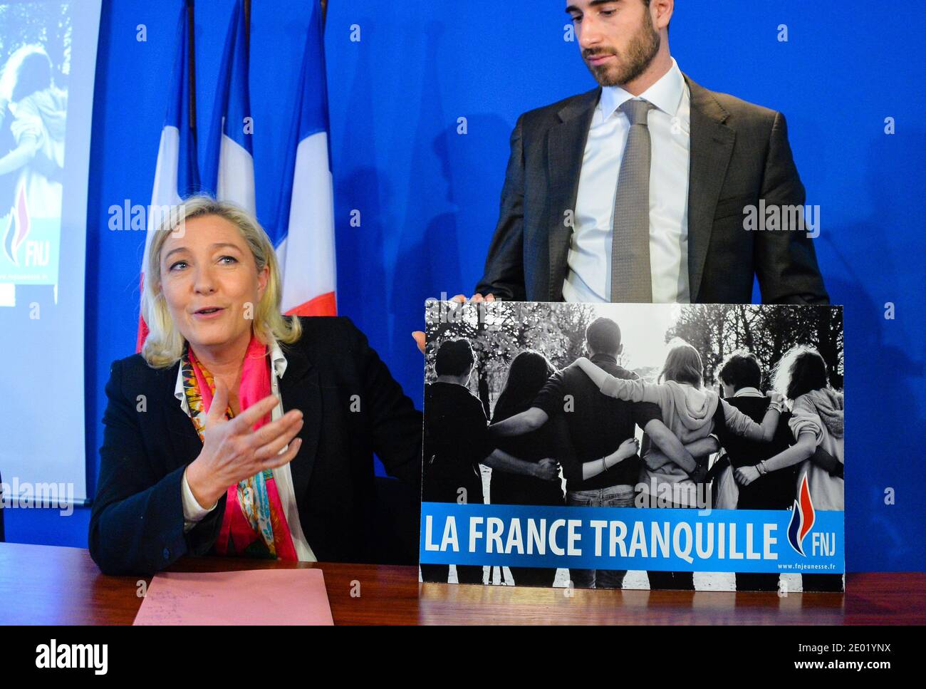 France's far-right National Front (FN) party president Marine Le Pen (L ...