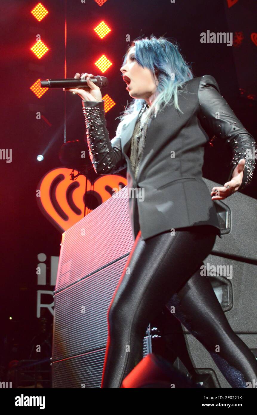Demi Lovato performs at the Y100 Jingle Ball 2013 at the BB&T Center in ...