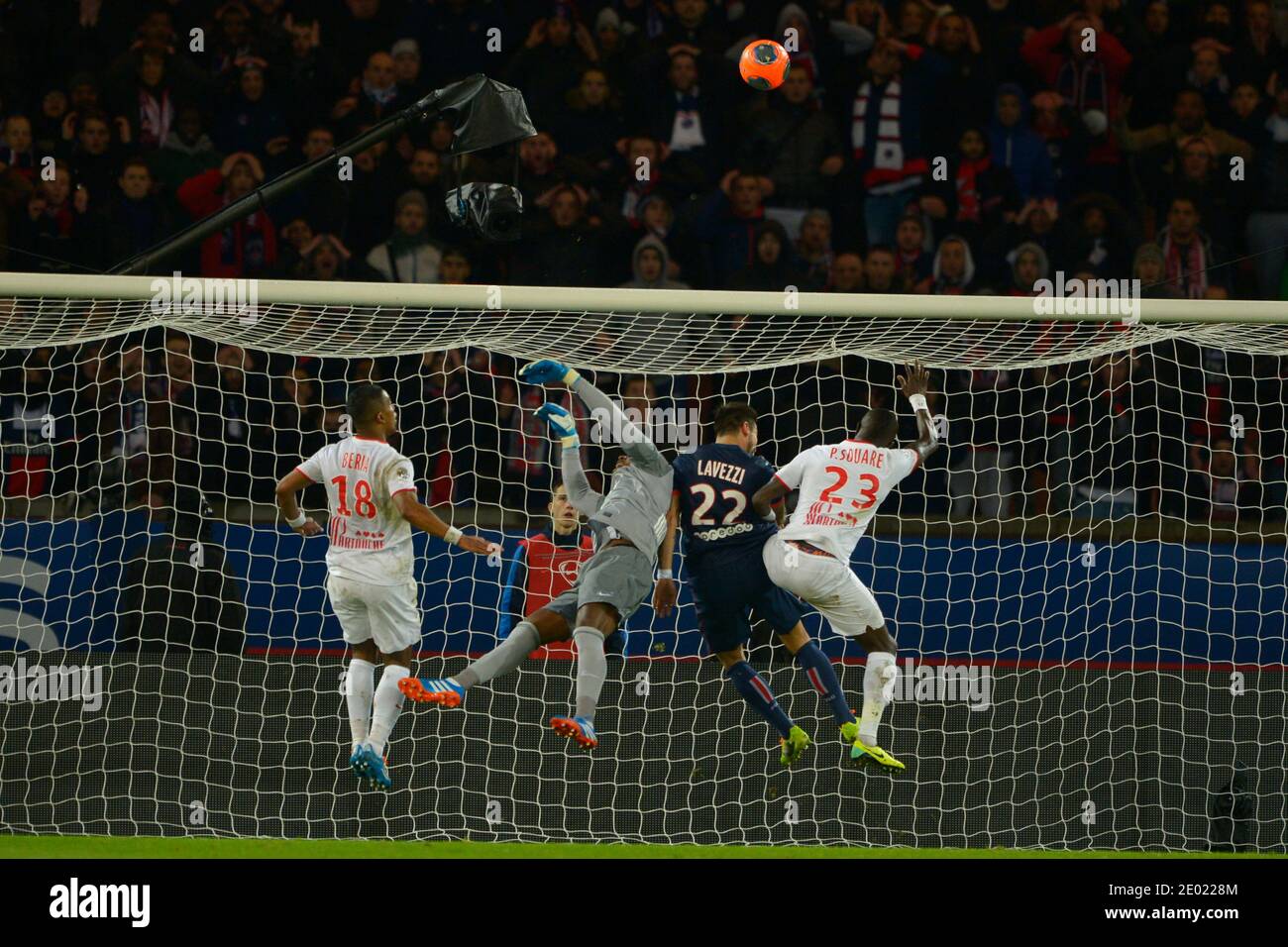 Goal action during the French First League soccer match, PSG vs Lille ...