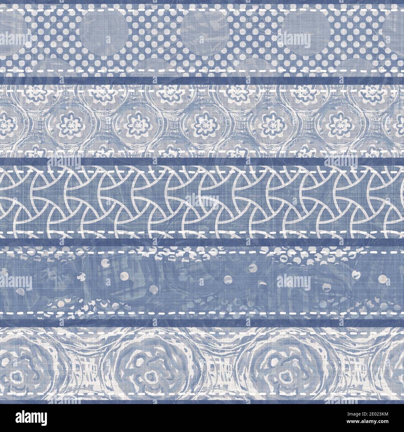 Shabby chic french grey blue linen patchwork stripe. Grunge washed out ...