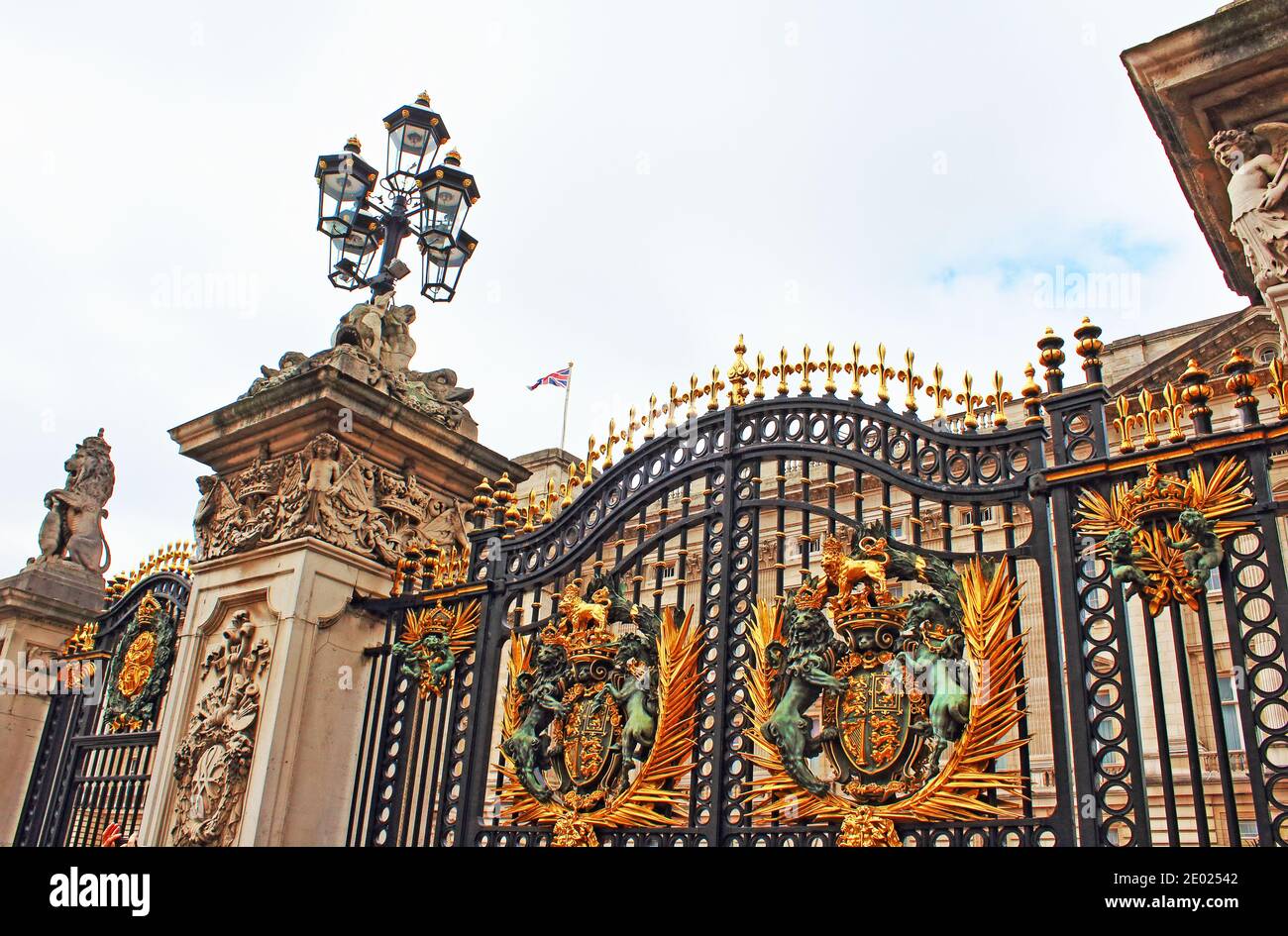 Royal Crest at the Buckingham Palace Gate in London,Great Britain Stock ...