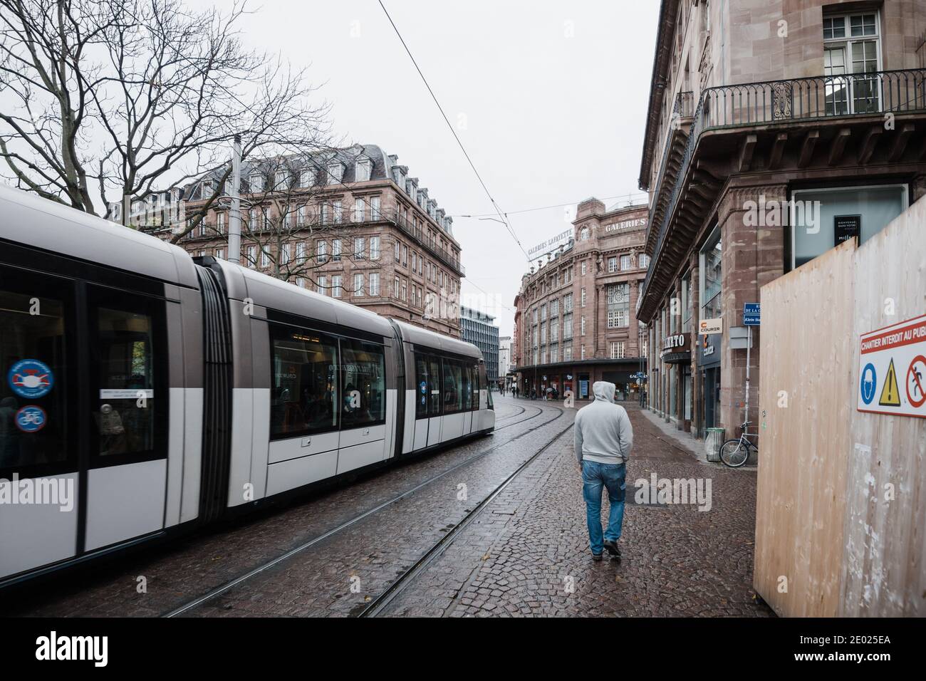 Strasbourg, France - Nov 3, 2020: Rear view of one single man on the ...