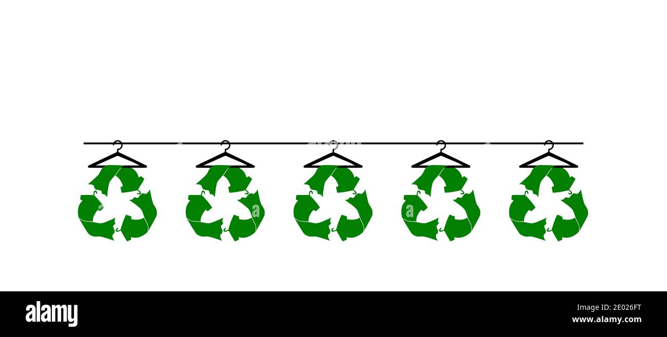 Recycle clothes icons on hanger, sustainable fashion reduce waste ...
