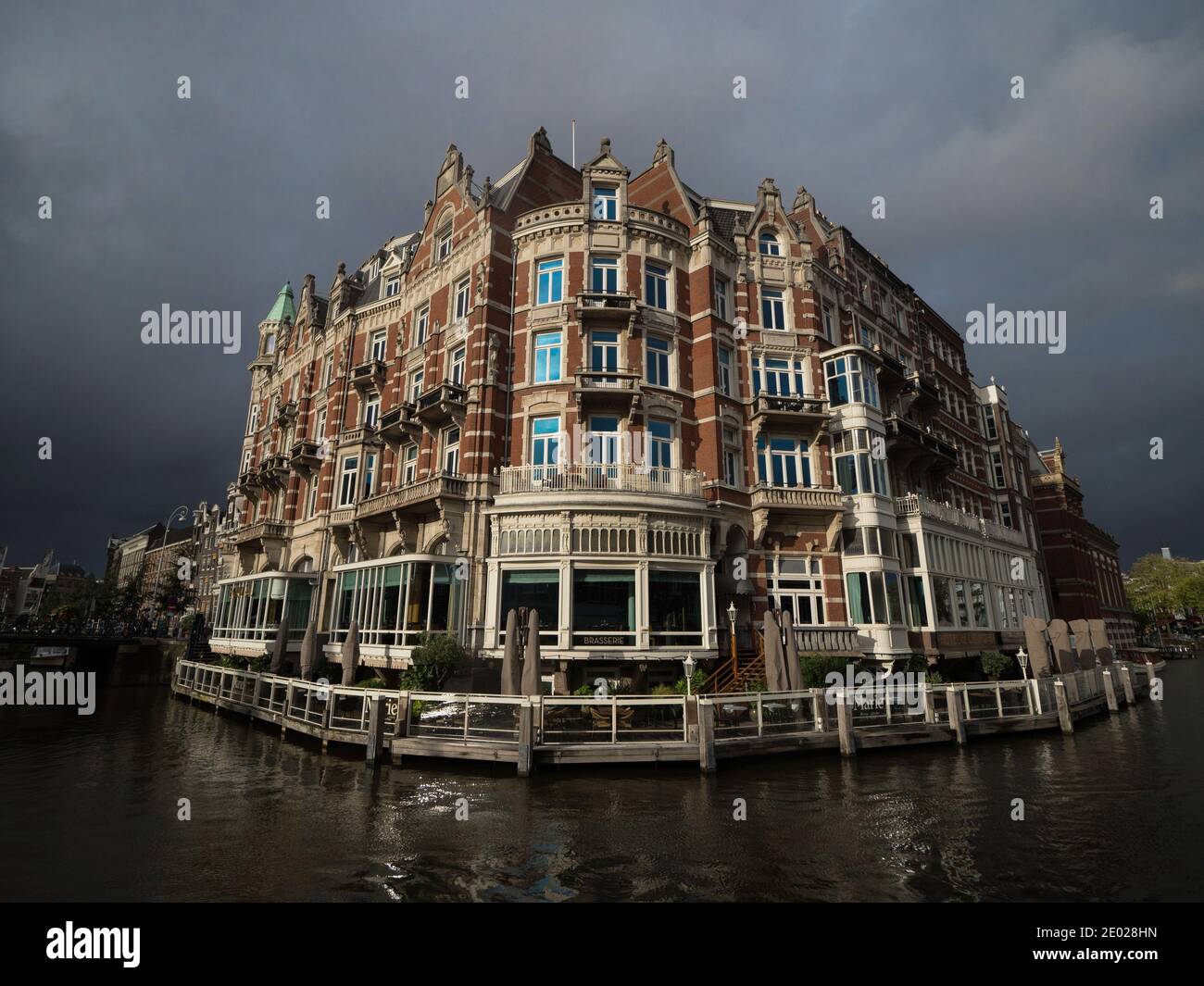 Famous facade of historical Amsterdam architecture style house building ...