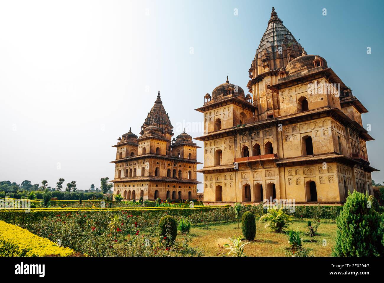 The Royal Cenotaphs (Chhatris), ruins in Orchha, India Stock Photo - Alamy