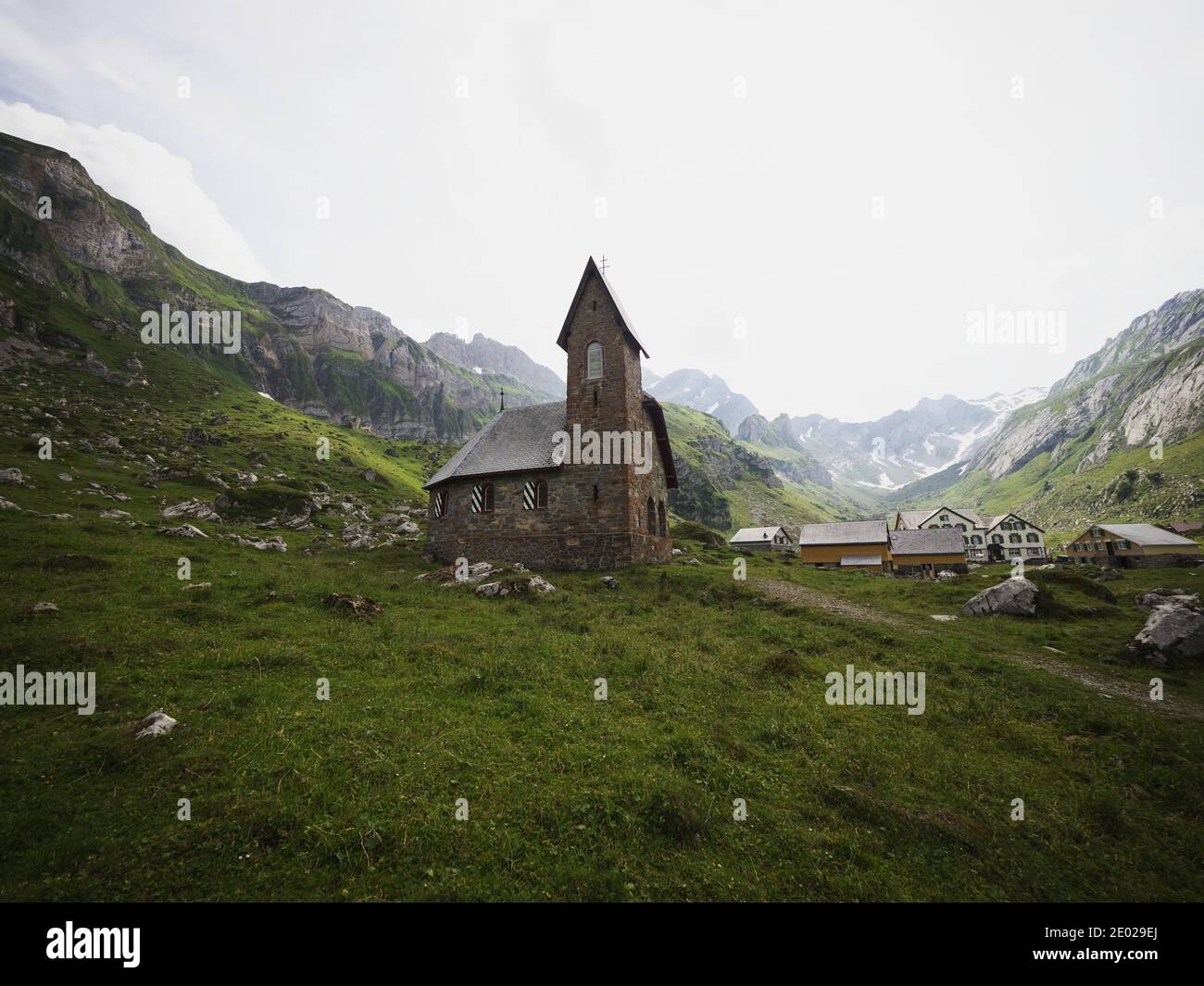 Catholic mountain chapel in swiss Alpstein remote alpine settlement ...
