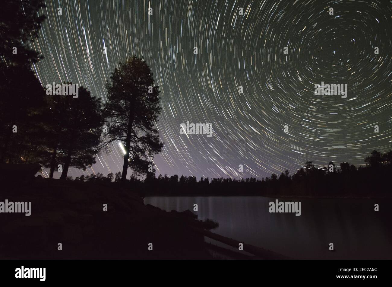 Woods Canyon Lake Star Trails Stock Photo - Alamy