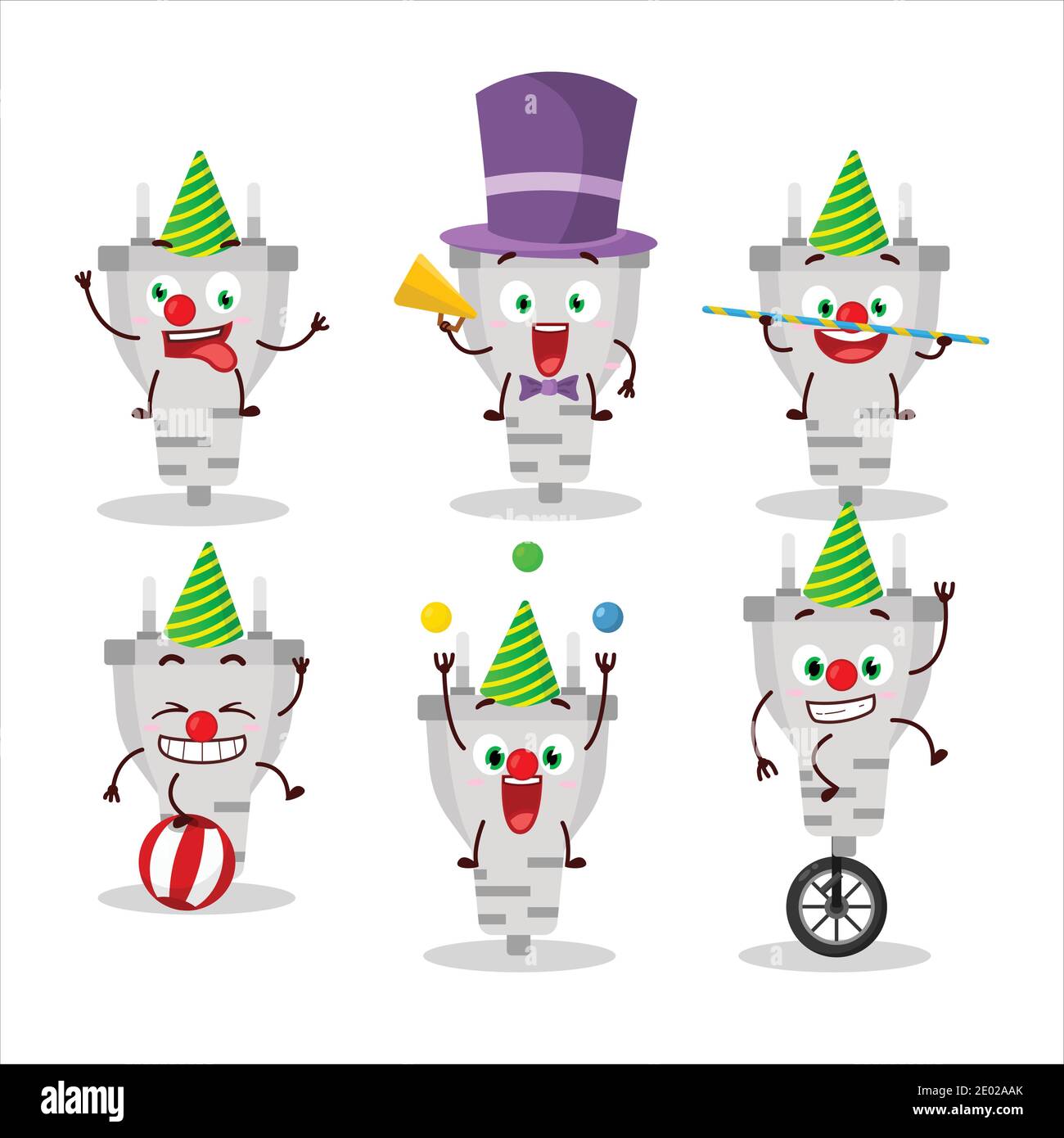 Cartoon character of white plug with various circus shows. Vector ...