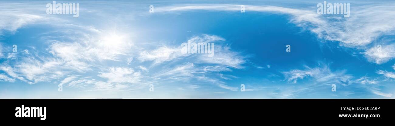 Blue sky with light clouds Seamless panorama in spherical ...