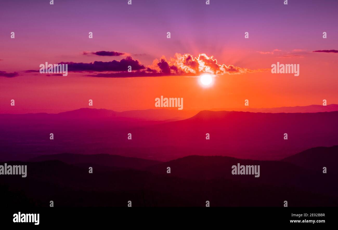 Sunset Landscape Skyline Drive Virginia Stock Photo - Alamy