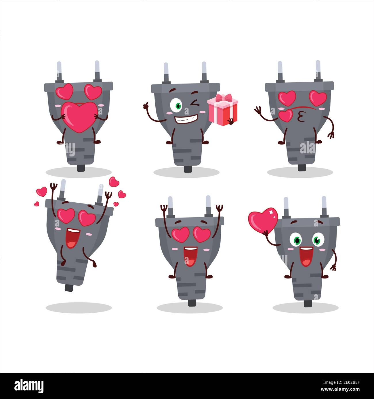 Black plug cartoon character with love cute emoticon. Vector ...