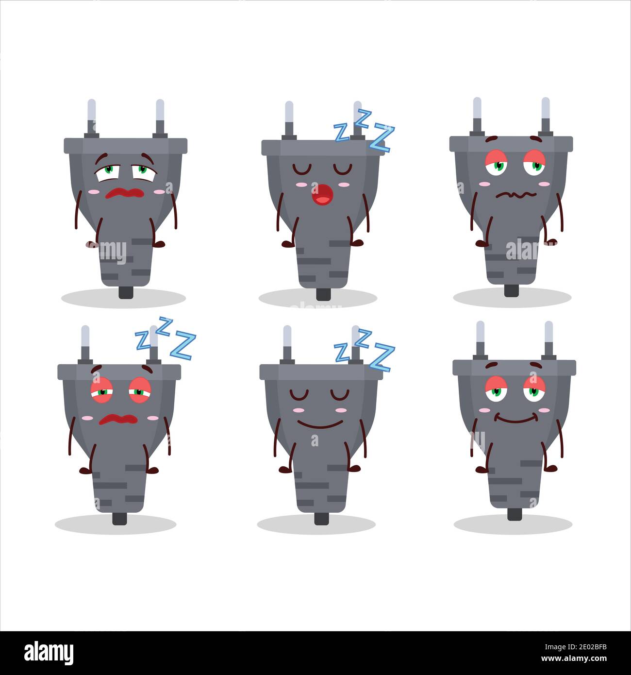 Cartoon character of black plug with sleepy expression. Vector ...