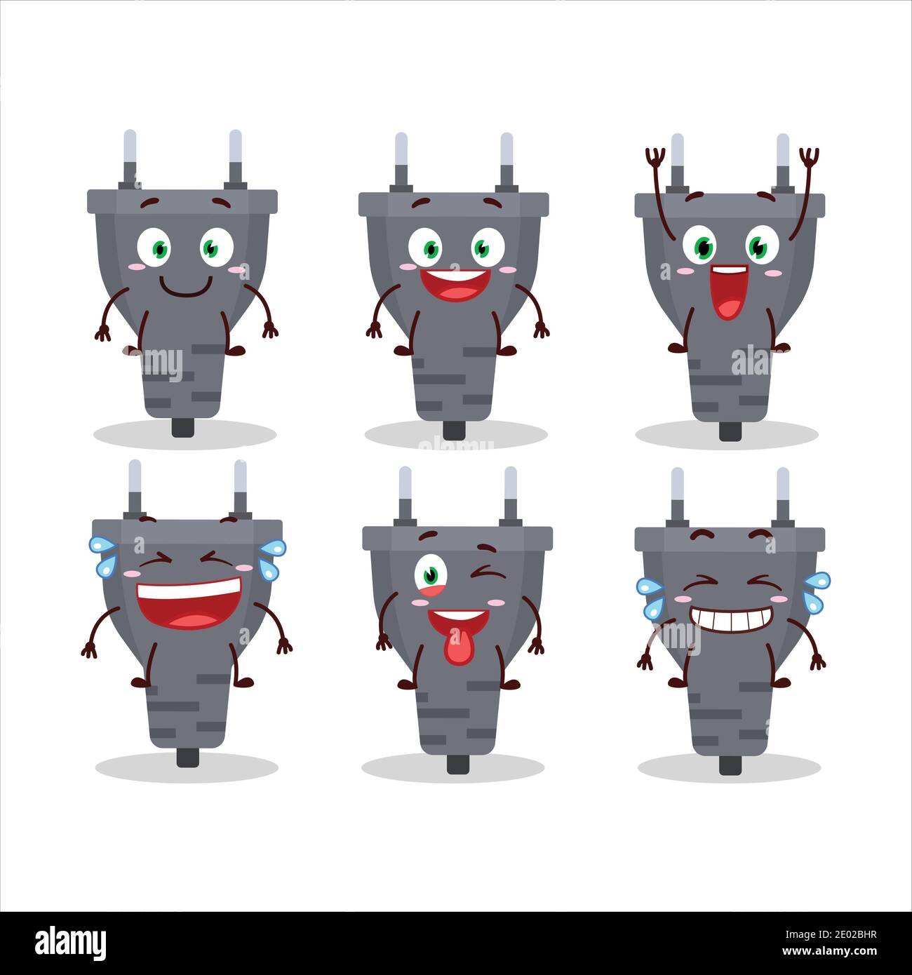 Cartoon character of black plug with smile expression. Vector ...