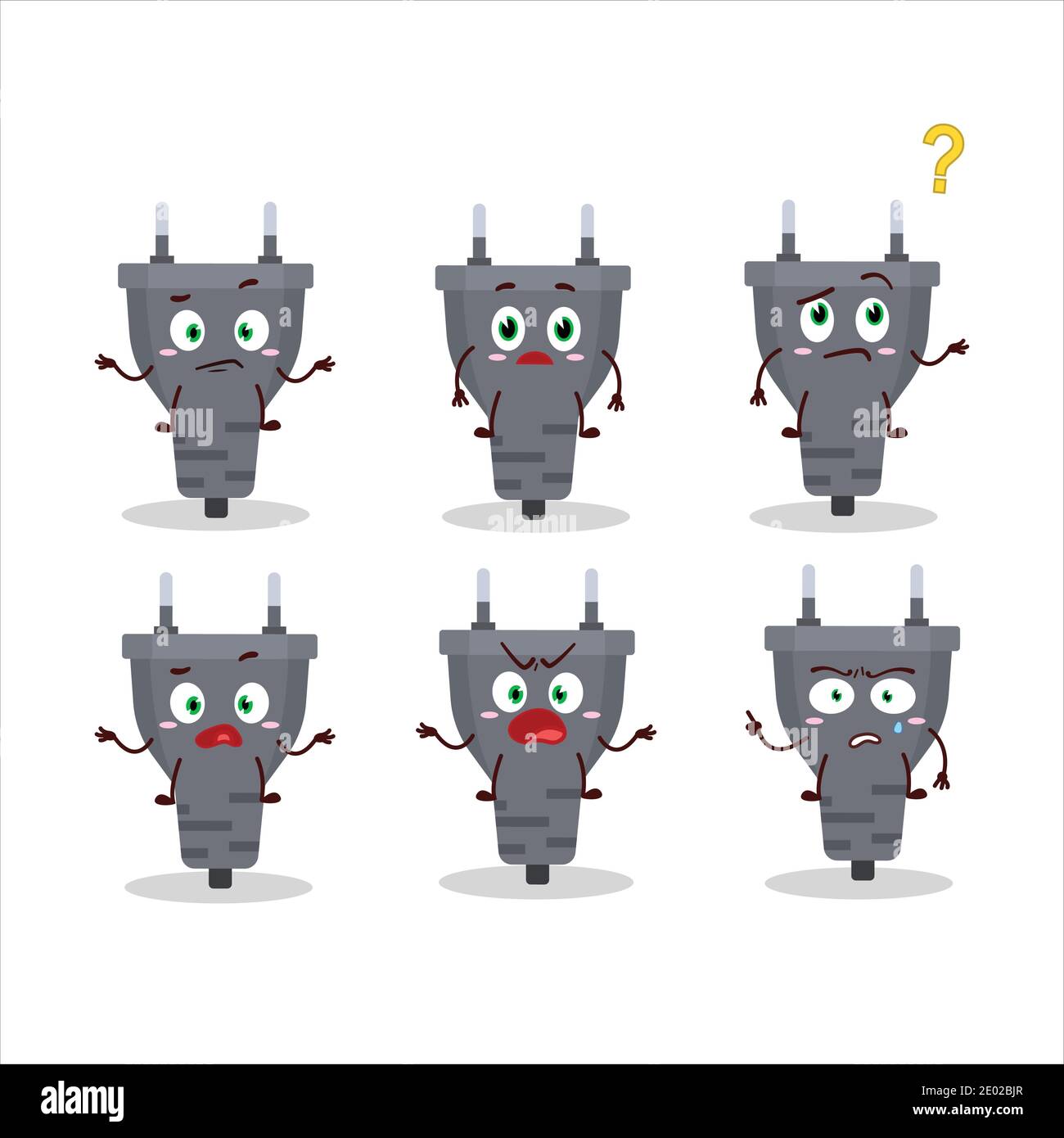 Cartoon character of black plug with what expression. Vector ...