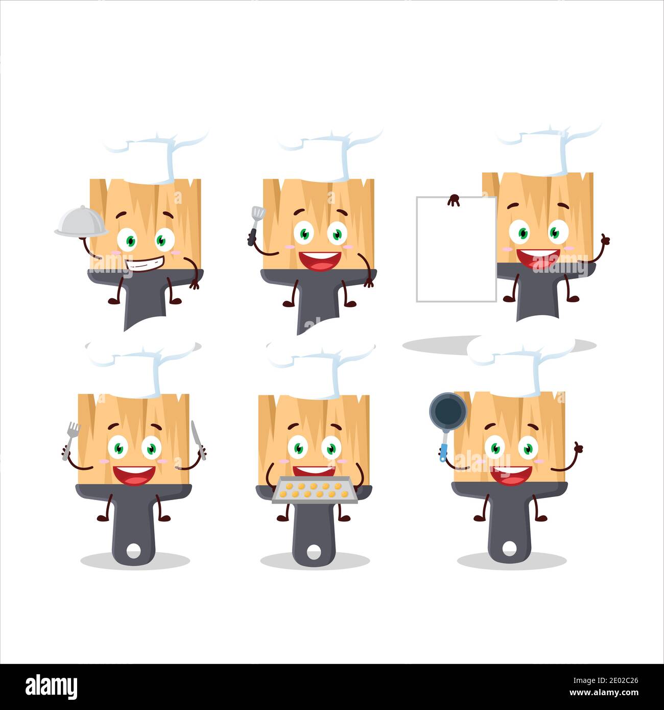 Cartoon character of paint brushes with various chef emoticons. Vector ...