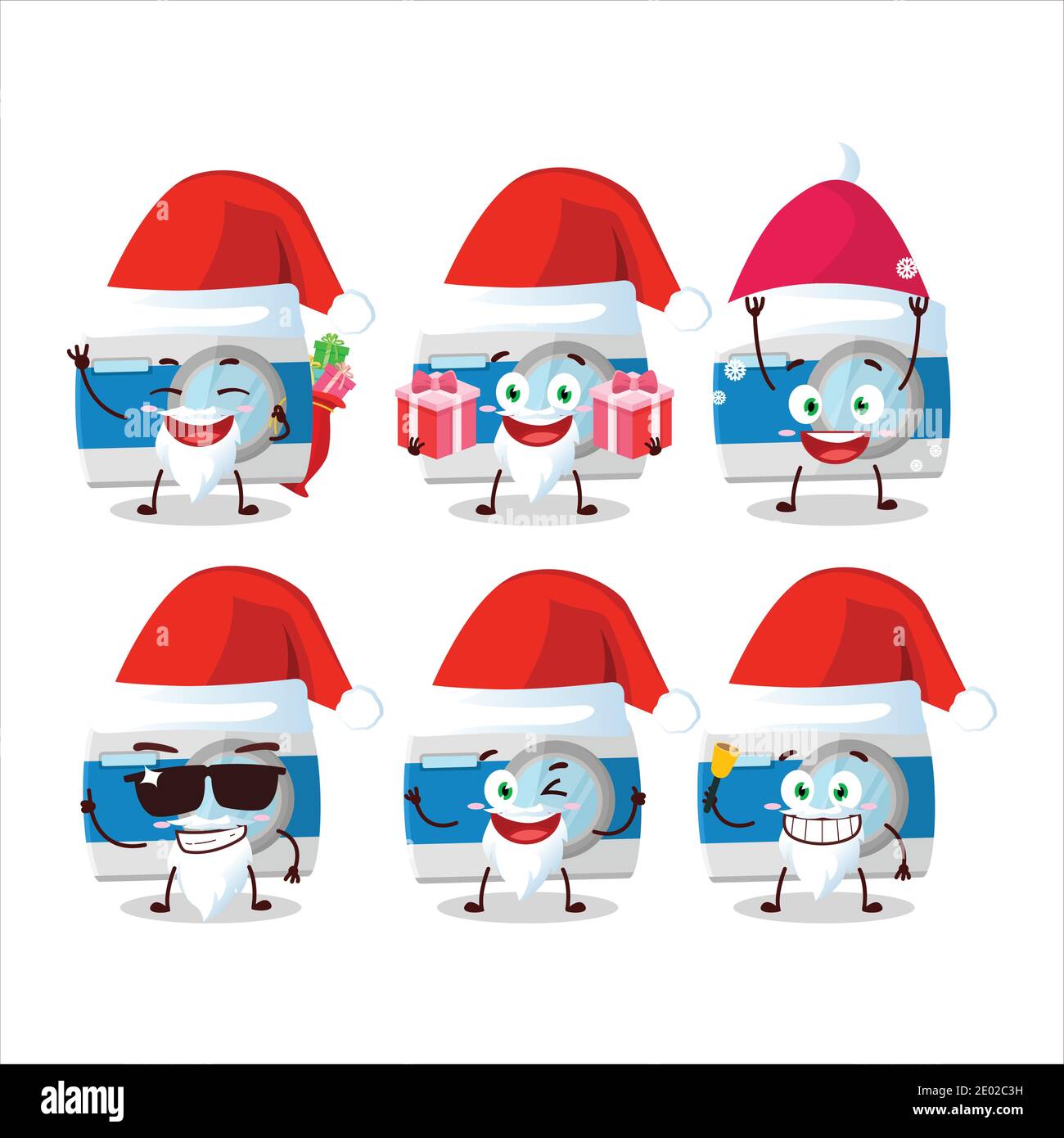 Santa Claus emoticons with pocket camera cartoon character. Vector ...