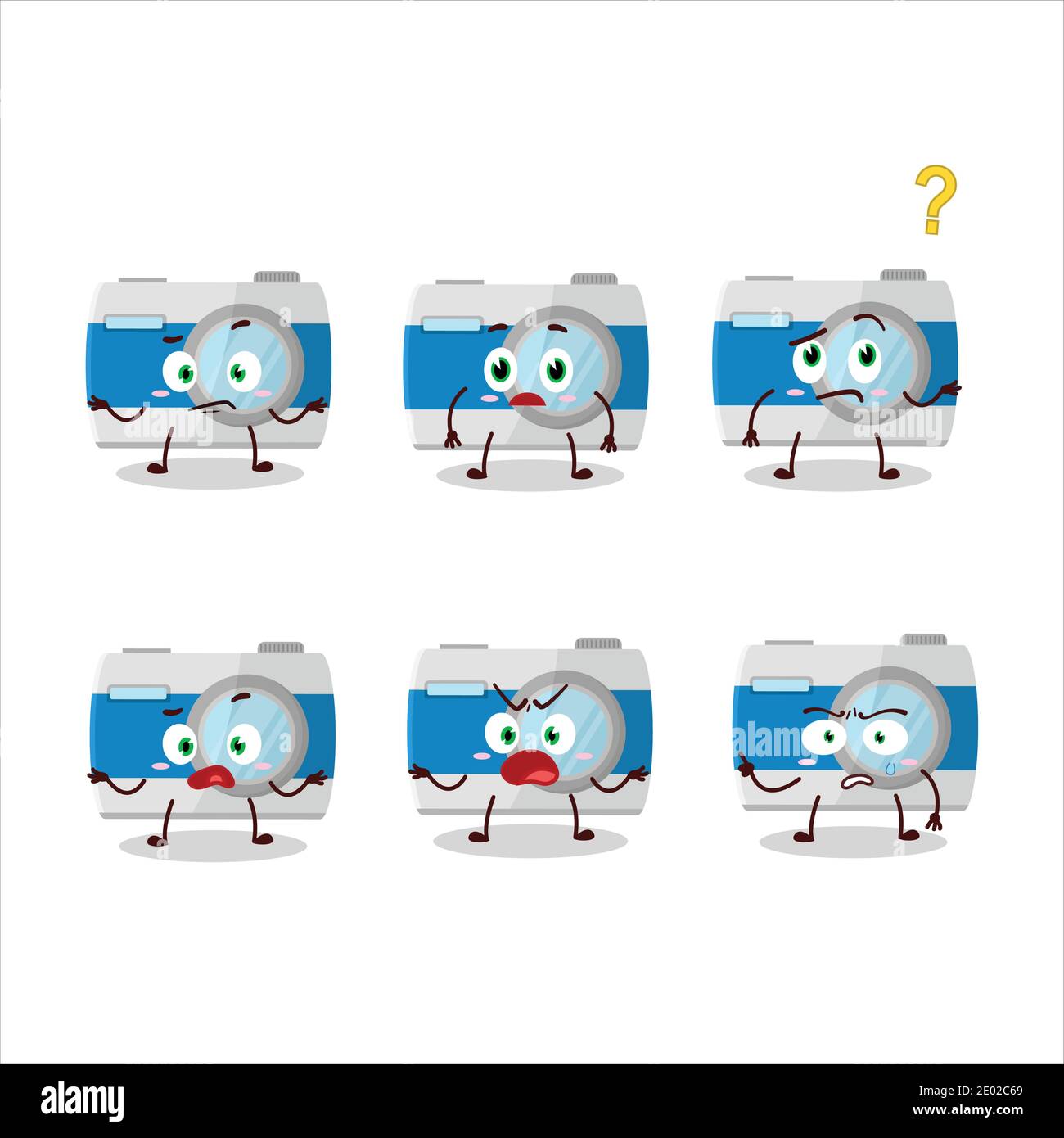 Cartoon character of pocket camera with what expression. Vector ...