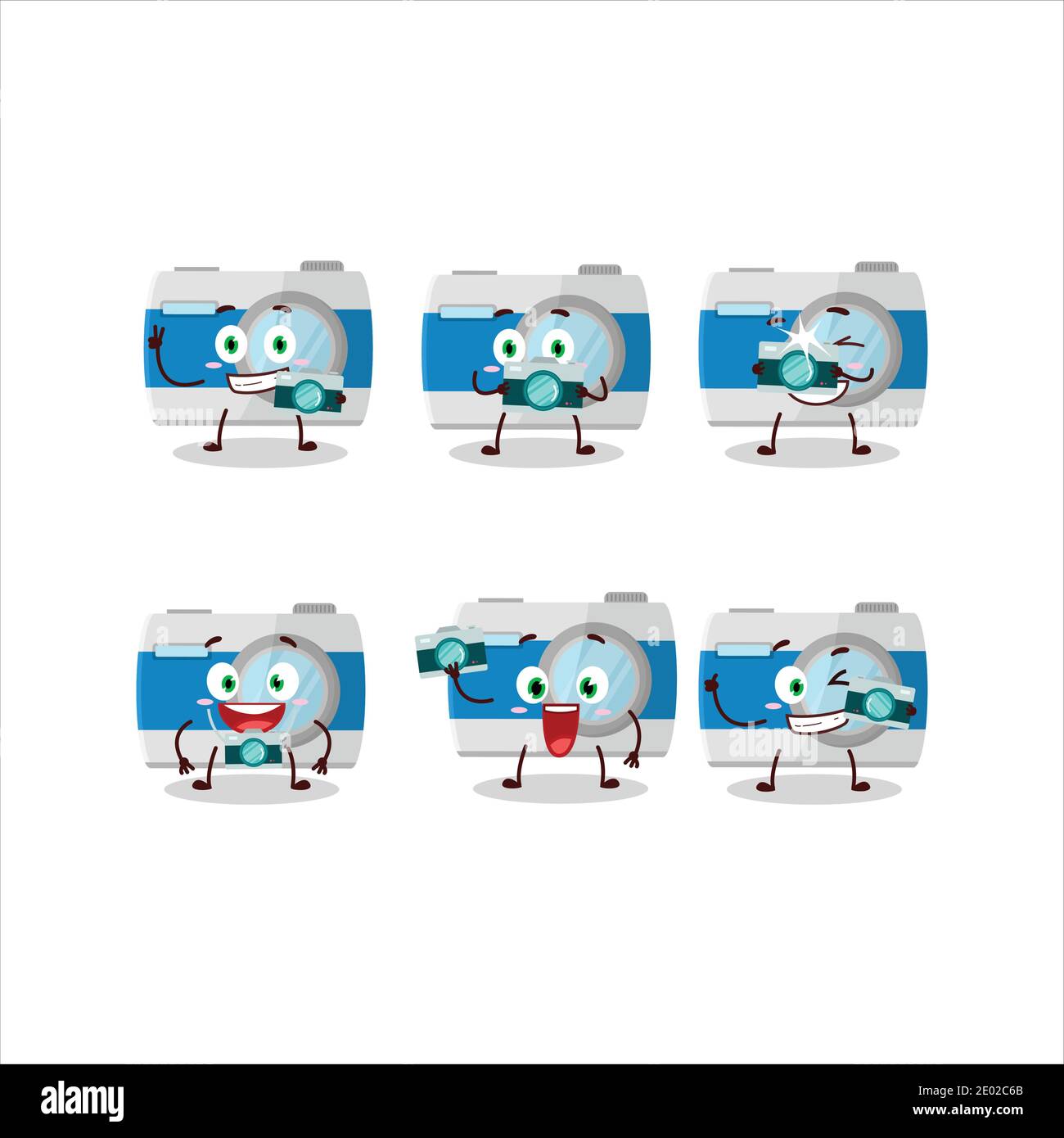 Photographer profession emoticon with pocket camera cartoon character ...