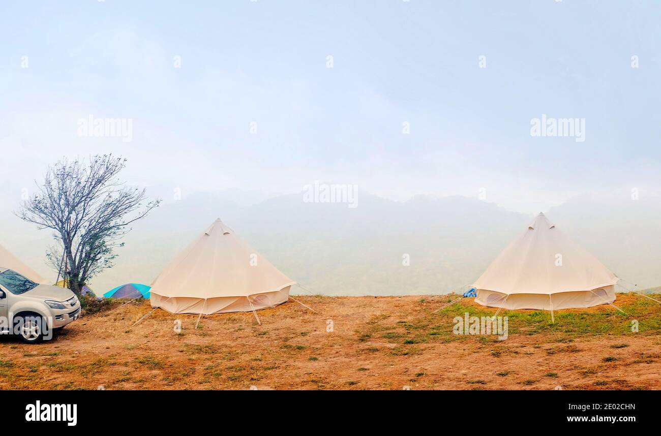 Aerial view on tent camp hi-res stock photography and images - Alamy