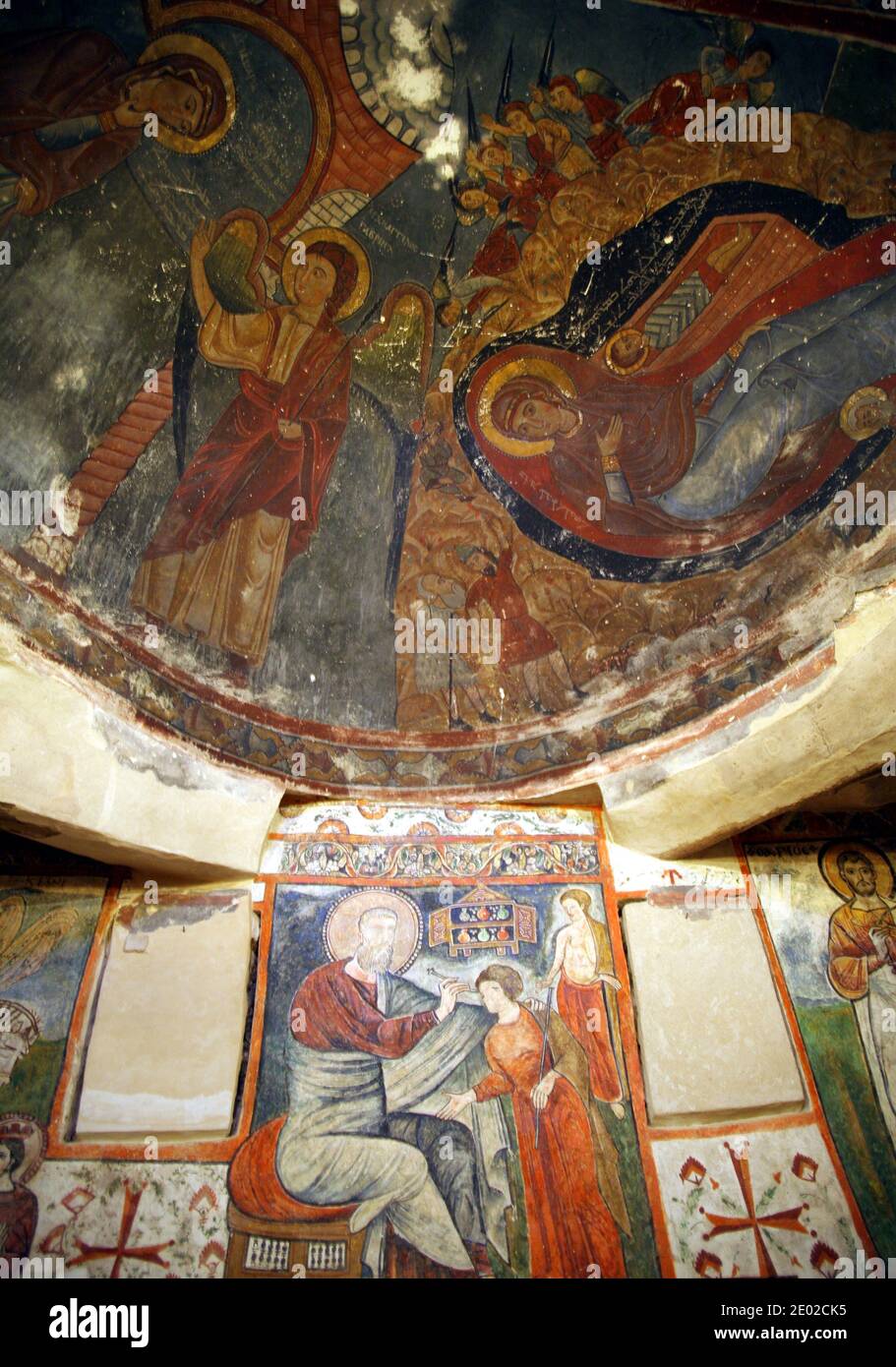 Murals in Deir-al-Surian Monastery in Wadi Natrun. Below,St Collouthos ...