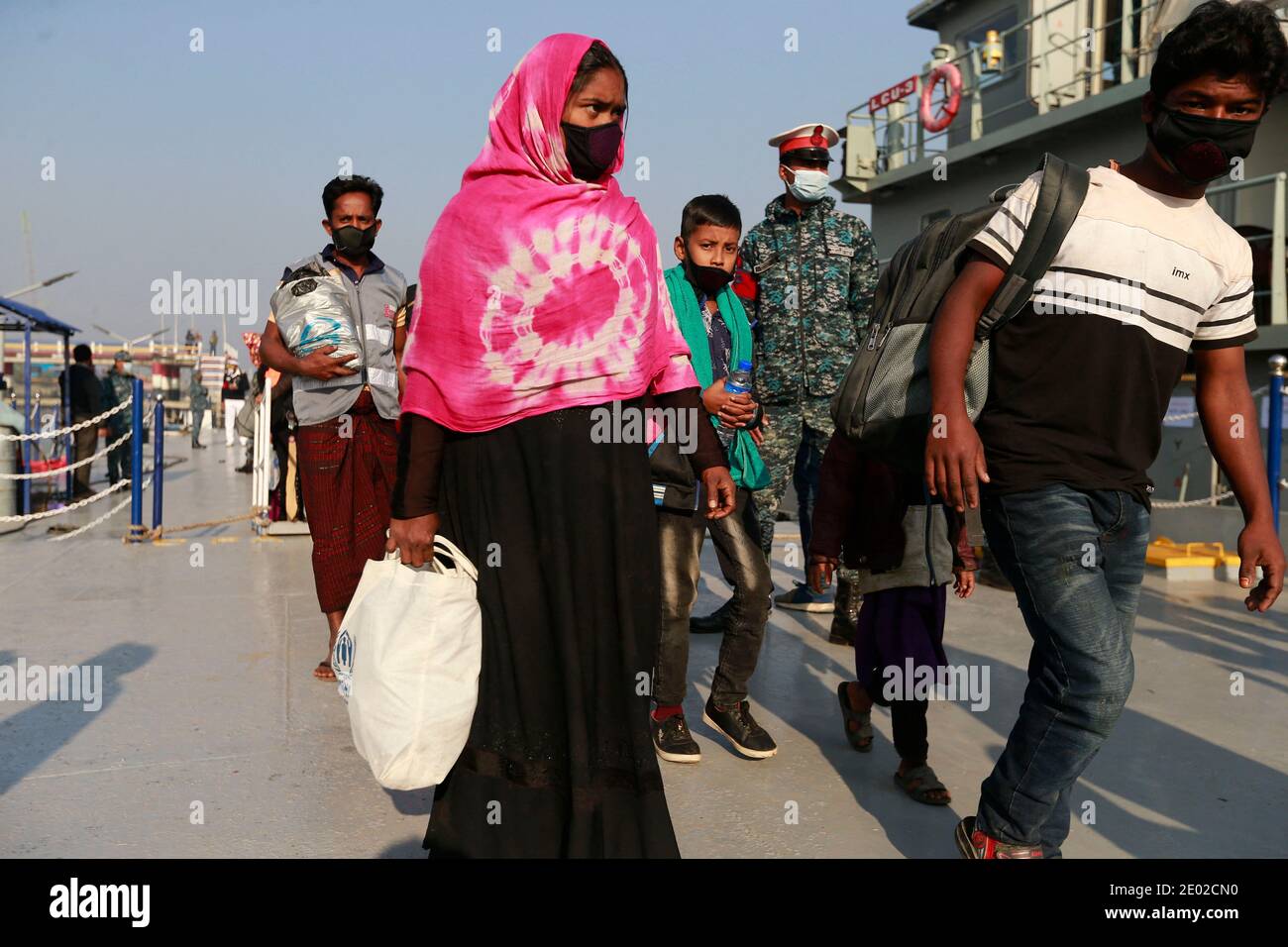 Chittagong, Bangladesh, December 29, 2020. The Rohingya refugees take ...