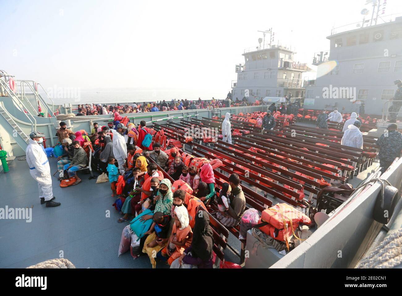 Chittagong, Bangladesh, December 29, 2020. The Rohingya refugees take ...