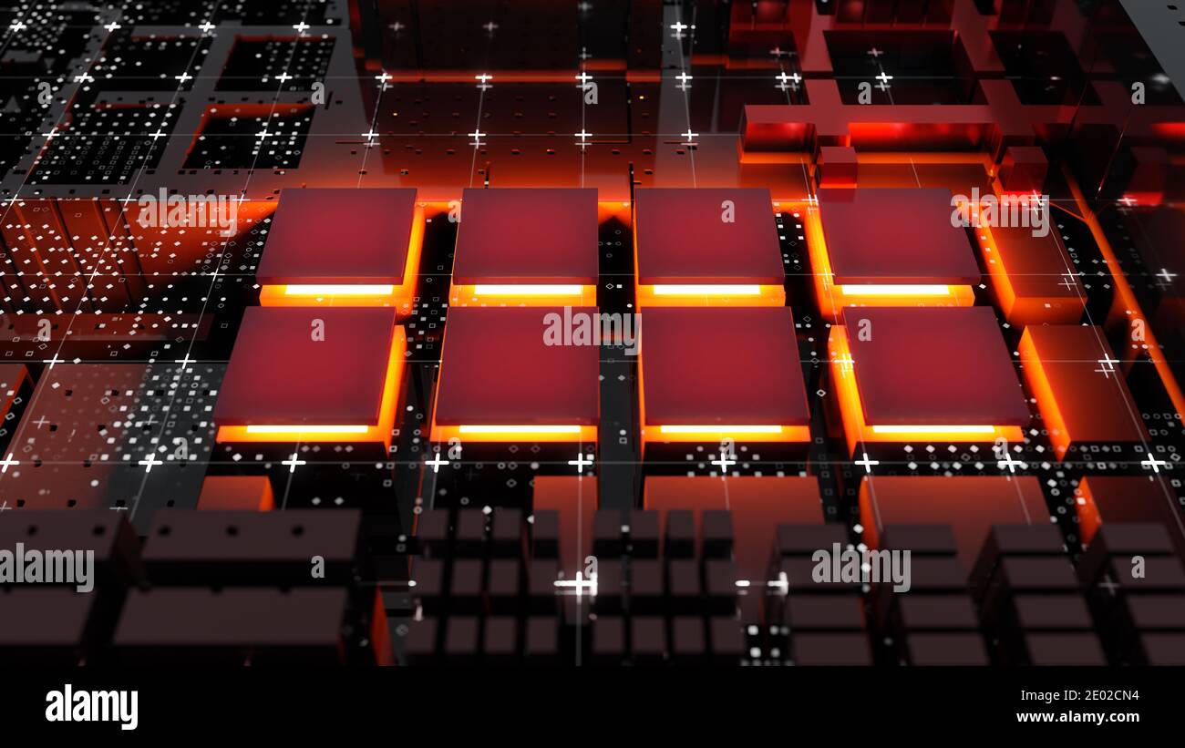 Abstract Central Computer Processors Concept. 3D illustration Stock ...