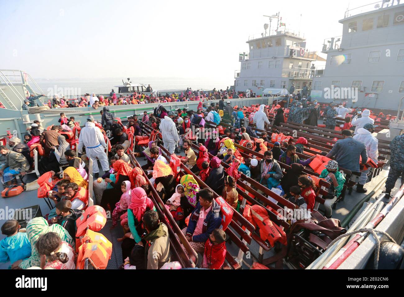 Chittagong, Bangladesh, December 29, 2020. The Rohingya refugees take ...