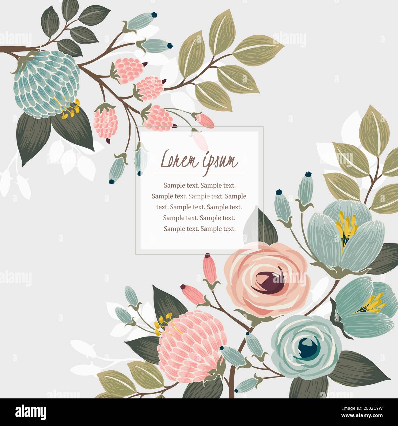 Vector illustration of a floral frame in spring. Design for banner ...